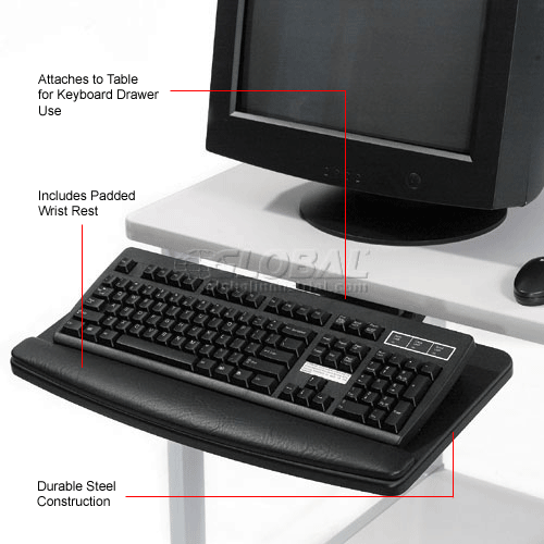 Global Industrial™ Low Profile Adjustable Keyboard Tray, 20-1/8"W x 11 ...