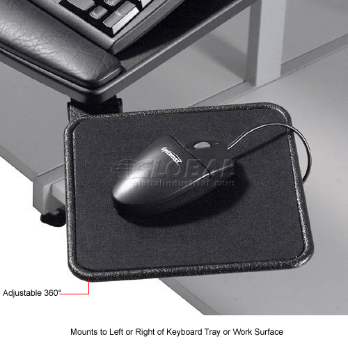Global Industrial™ Mouse Tray, 8"W x 8"D, 360° Rotation, Black, 1/Pack