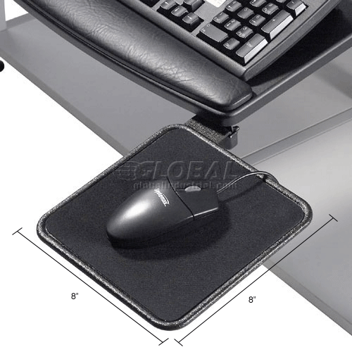 Global Industrial™ Mouse Tray, 8"W x 8"D, 360° Rotation, Black, 1/Pack