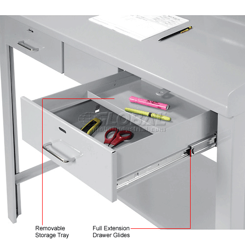 Global Industrial™ Extra-Wide Shop Desk W/ 2 Drawers, Sloped Surface ...