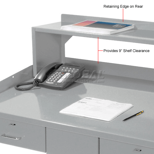 Global Industrial™ Steel Riser Shelf, 48"W x 10-1/2"D x 12"H, Gray
