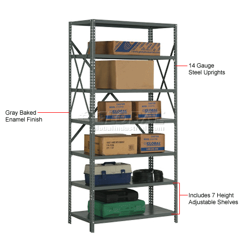 Global Industrial™ Steel Shelving 20 Ga 36"Wx12"Dx73"H Open Clip Style ...
