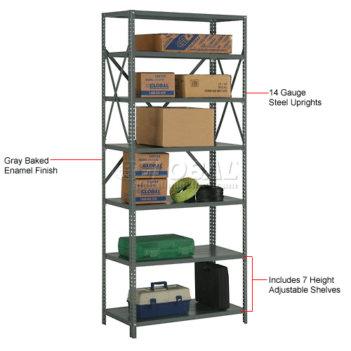 Global Industrial™ Steel Shelving 20 Ga 48"Wx18"Dx85"H Open Clip Style ...