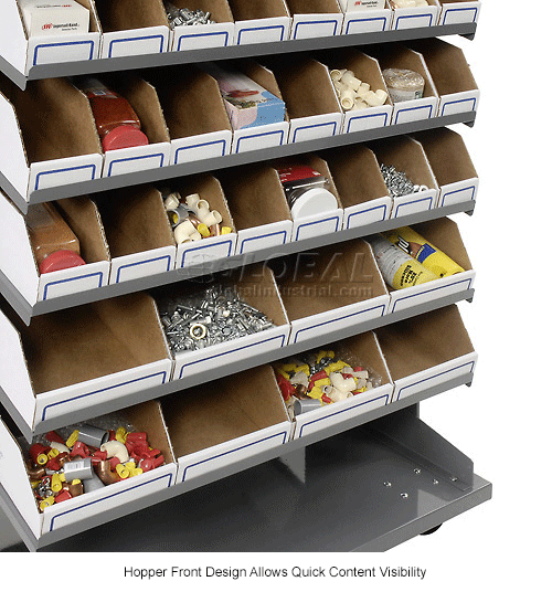 Global Industrial™ Mobile Double Sided Bin Rack - 112 Corrugated White ...