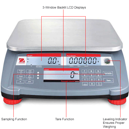 Ohaus® Ranger Count 3000 Compact Digital Counting Scale 15lb x 0.0005lb ...