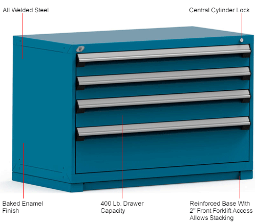Rousseau Modular Storage Drawer Cabinet 48x24x32, 4 Drawers (3 Sizes) w ...