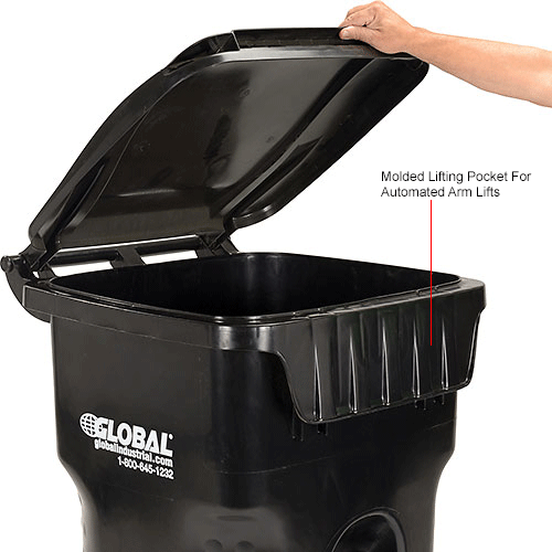 Global Industrial™ Mobile Trash Container, 65 Gallon Black