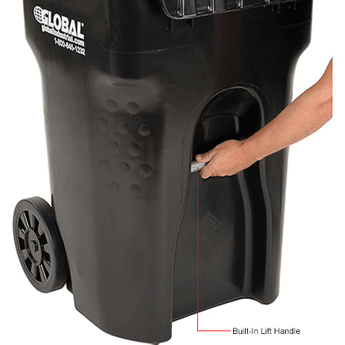 Global Industrial™ Mobile Trash Container, 65 Gallon Black