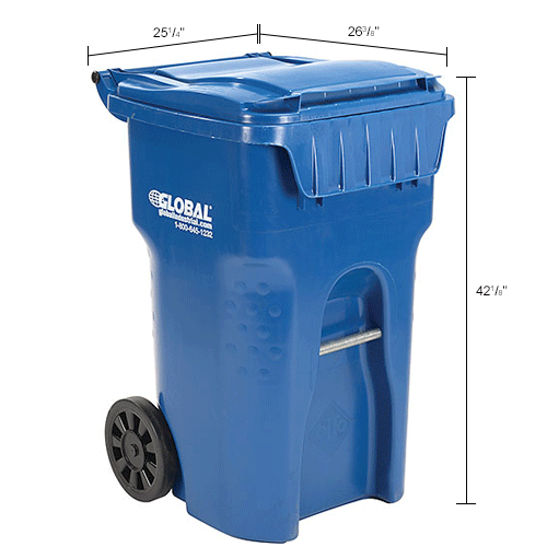 Global Industrial™ Mobile Trash Container, 65 Gallon Blue | 237279BL ...