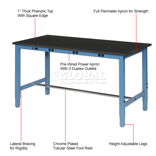 Global Industrial™ Lab Workbench w/ Phenolic Resin Top & Power Apron ...