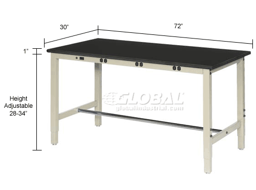 Global Industrial™ Lab Workbench w/ Phenolic Resin Top & Power Apron ...