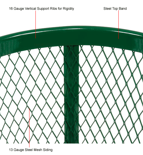 Global Industrial™ Outdoor Steel Mesh Corrosion Resistant Trash Can, 48 ...