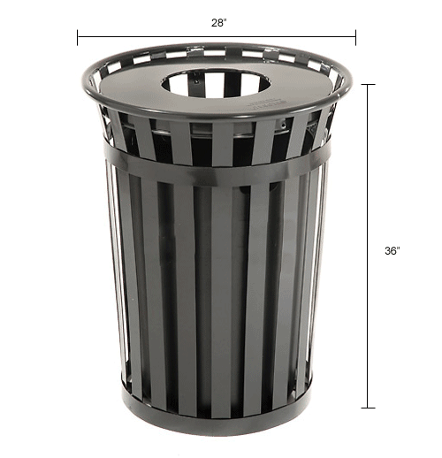 Global Industrial™ Outdoor Slatted Steel Trash Can With Flat Lid, 36 ...