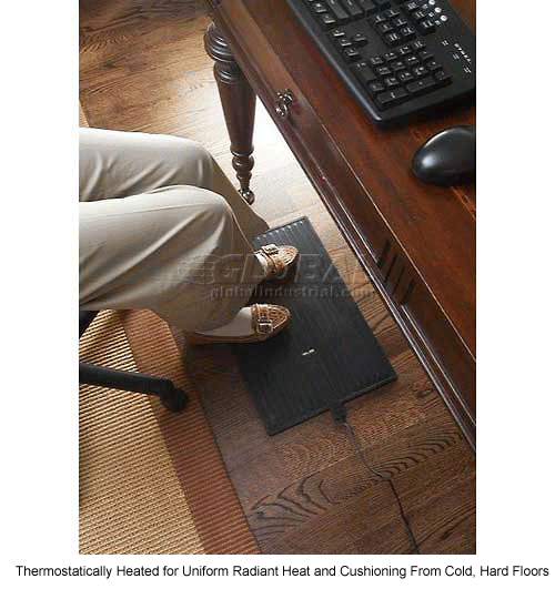 Cozy Products Foot Warmer™ Heated Floor Mat 1/4" Thick 2' X 1' Black