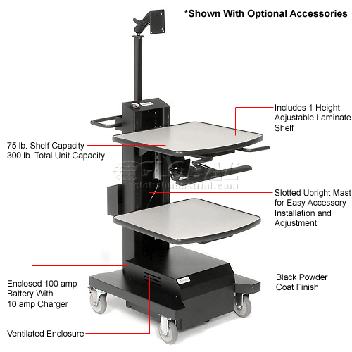 Newcastle Systems NB Series Mobile Powered Workstation, Small Power Package, 100AH Battery