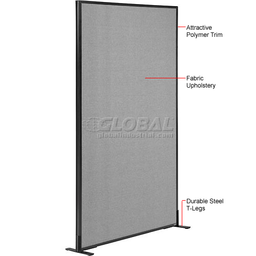 Interion® Freestanding Office Partition Panel, 36-1/4"W x 96"H, Gray