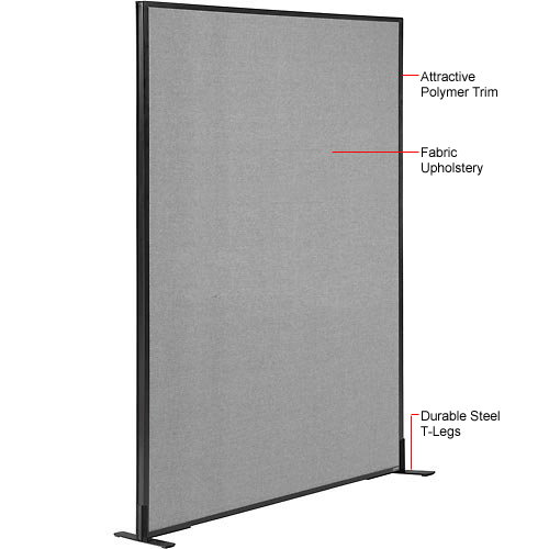 Interion® Freestanding Office Partition Panel, 48-1/4"W x 96"H, Gray