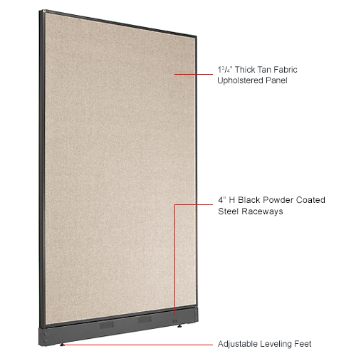 Interion® Non-Electric Office Partition Panel with Raceway, 48-1/4"W x ...