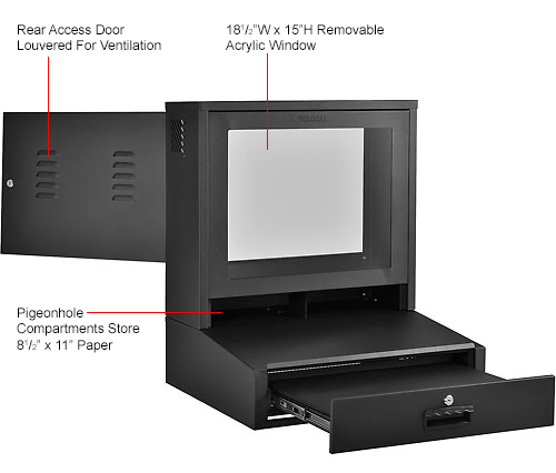 Global Industrial™ Countertop LCD Computer Cabinet, Black