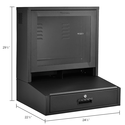 Global Industrial™ Countertop LCD Computer Cabinet, Black