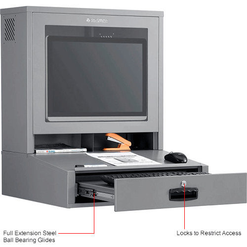 Global Industrial™ Countertop LCD Computer Cabinet, Dark Gray