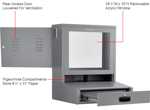 Global Industrial™ Countertop LCD Computer Cabinet, Dark Gray