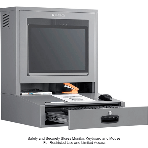 Global Industrial™ LCD Counter Top Security Computer Cabinet, Dark Gray ...