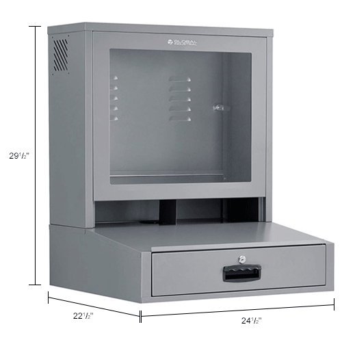 Global Industrial™ Countertop LCD Computer Cabinet, Dark Gray