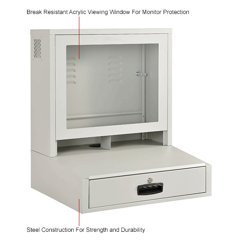 Global Industrial™ LCD Counter Top Security Computer Cabinet, Gray ...