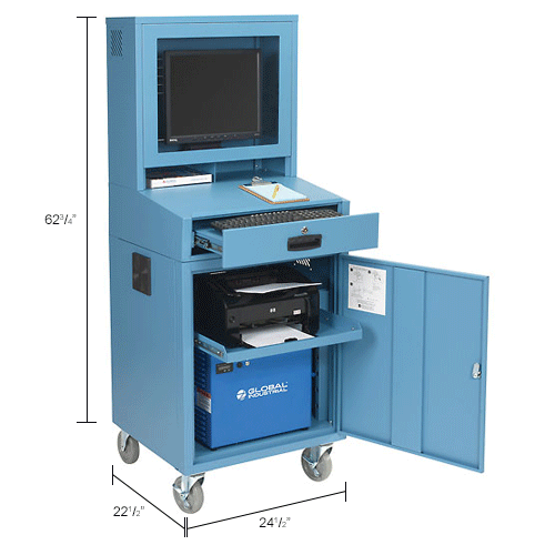 Global Industrial™ Mobile Powered LCD Computer Cabinet, 100AH Battery ...