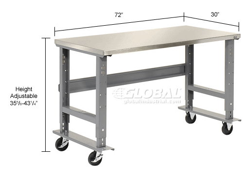 Global Industrial™ 72x30 Mobile Adjustable Height C-Channel Leg ...
