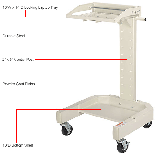 Global Industrial™ Orbit Mobile Laptop Cart, Beige