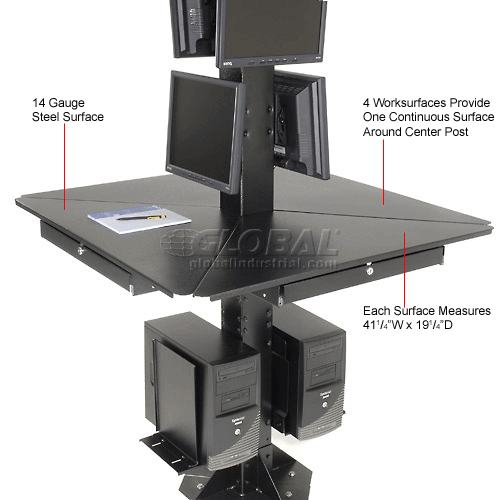 Global Industrial™ 81"H Complete Floor Mount Orbit Computer Kiosk with ...