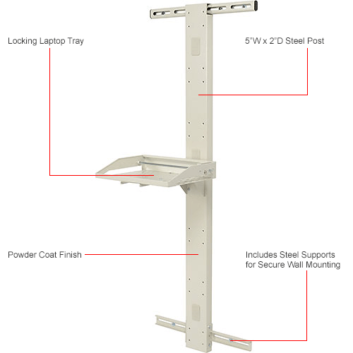 Global Industrial™ 72"H Laptop Wall Mount Unit - Beige