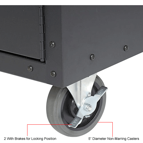 Global Industrial™ Mobile Heavy-Duty Computer Cabinet, Black, Assembled