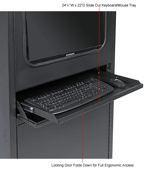 Global Industrial™ Mobile Heavy-Duty Computer Cabinet, Black, Assembled