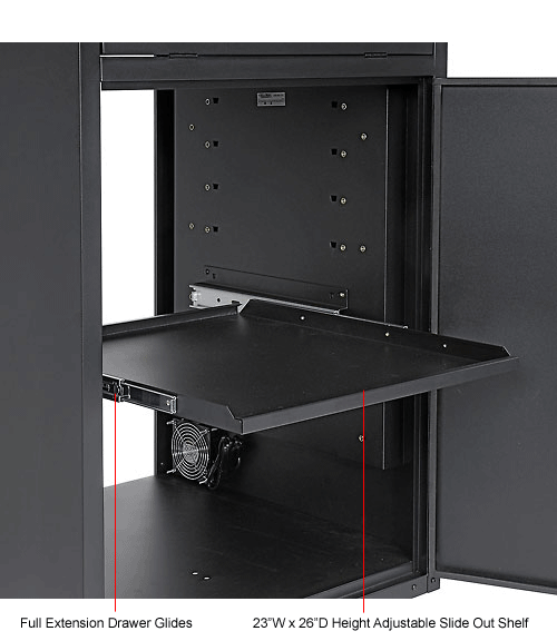 Global Industrial™ Mobile Heavy-Duty Computer Cabinet, Black, Assembled