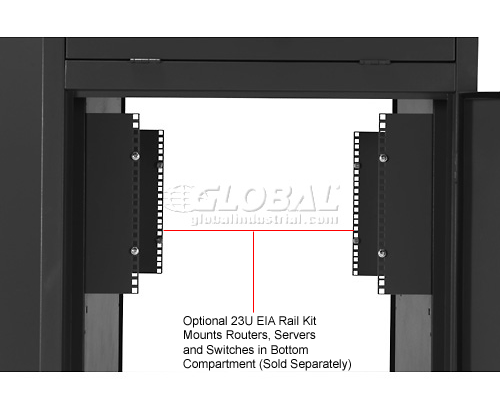 Global Industrial™ Mobile Heavy-Duty Computer Cabinet, Black, Assembled
