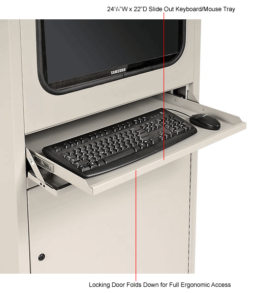 Global Industrial™ Deluxe Mobile Security Computer Cabinet, Gray ...