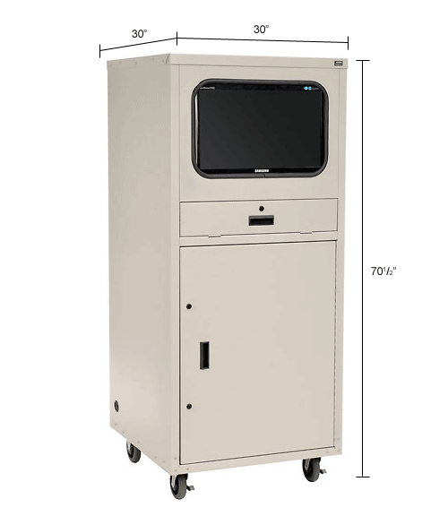 Global Industrial™ Deluxe Mobile Security Computer Cabinet, Gray ...