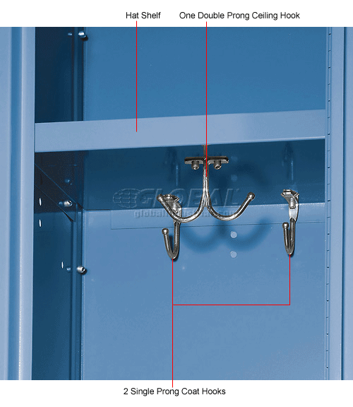 Hallowell® 1-Tier 3 Door Premium Locker, 12"W x 15"D x 72"H, Blue ...