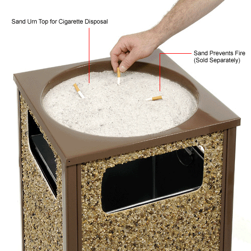 Global Industrial™ Stone Panel Trash Sand Urn, Brown, 12 Gallon, 13-1/2 ...