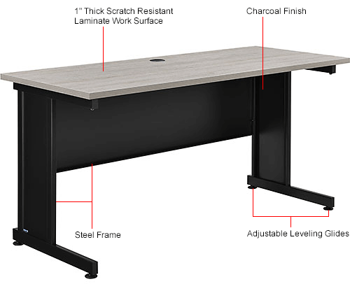 Interion® 60"W Desk - Rustic Gray