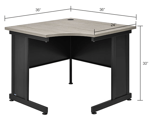 Interion® 36"W Corner Desk - Rustic Gray
