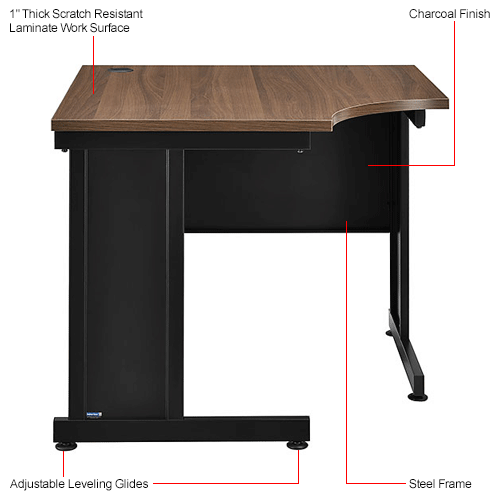 Interion® 36"W Corner Desk - Walnut