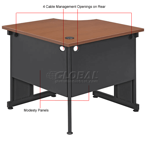 Interion® 36"W Corner Desk - Cherry
