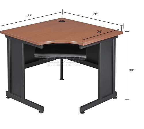 Interion® 36"W Corner Desk - Cherry