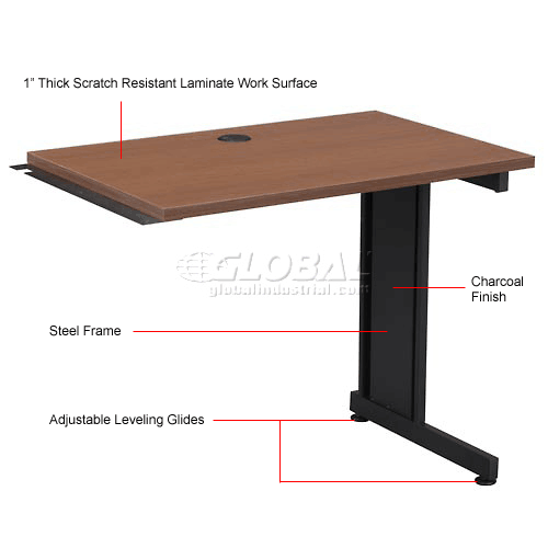 Interion® 36"W Right Handed Return Table, Cherry
