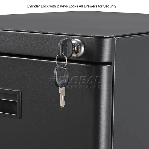 Interion® 3 Drawer Pedestal Box File Cabinet, 16"W x 20"D x 29"H, Black ...