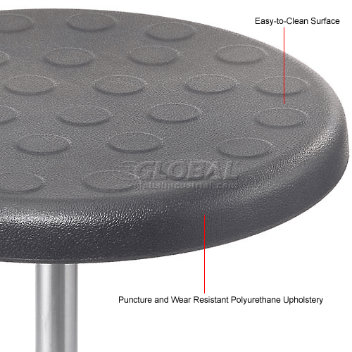 Interion® Shop Stool with Footrest - Polyurethane - Black